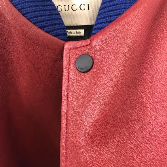Gucci | Jackets & Coats | Gucci Leather And Wool Varsity Bomber | Poshmark